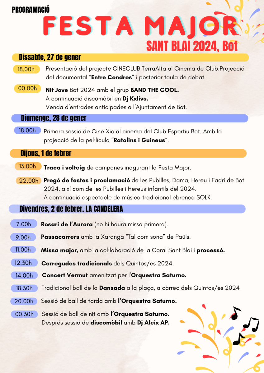 Festa Major Bot 2024 | Ajuntament de Bot